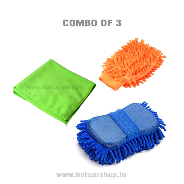 Combo of 1 Microfiber Sponge, 1 Small Microfiber Duster and 1 ...